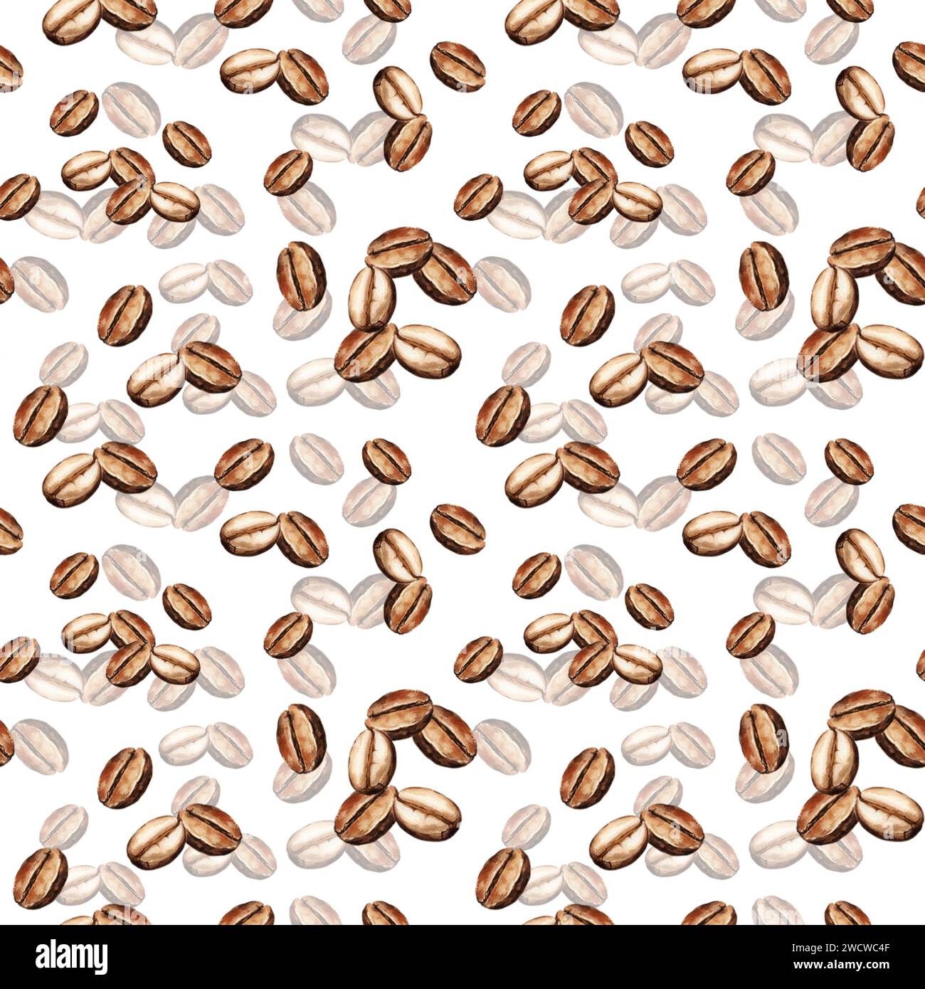 watercolor seamless pattern with coffee beans, pattern of coffee theme ...