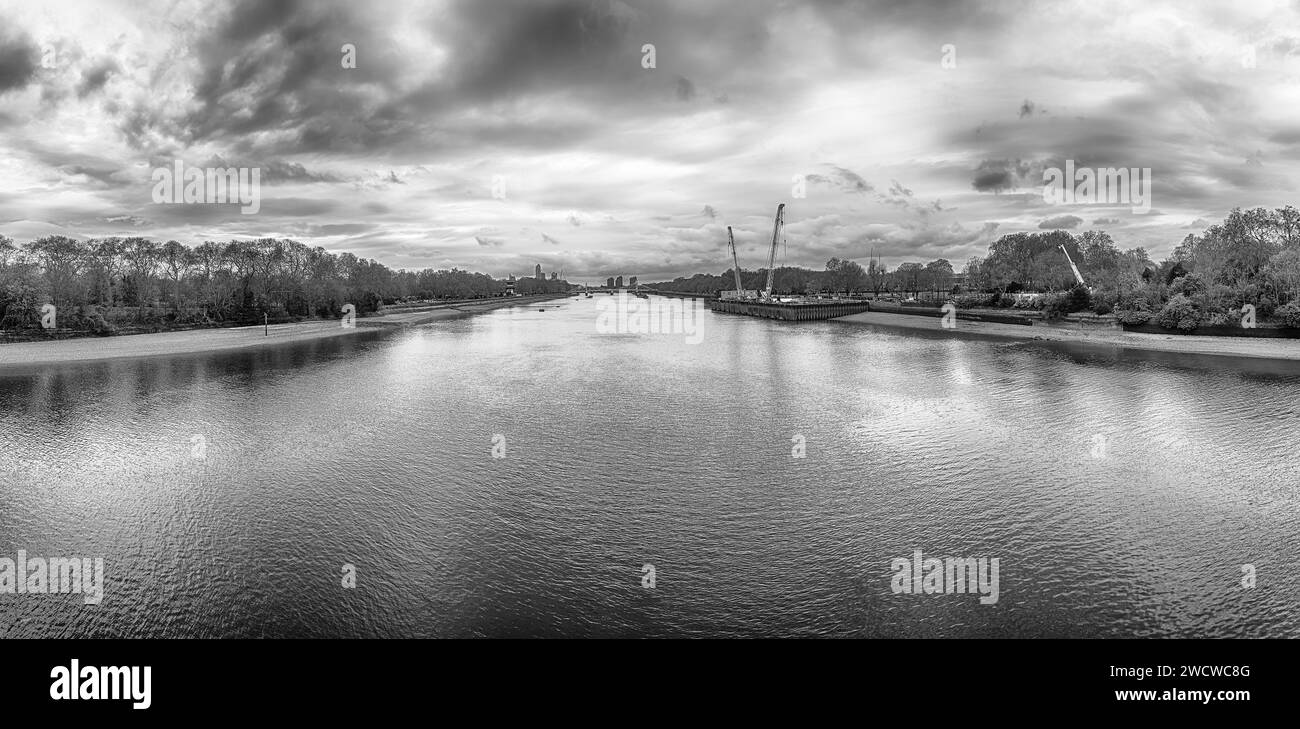 View over the river Thames from Chelsea Bridge, London, England, UK ...