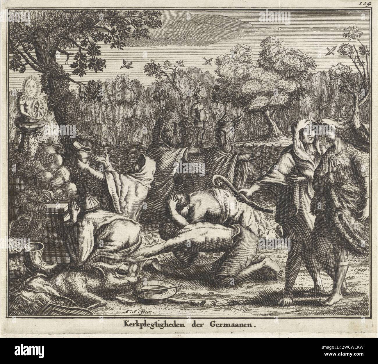 Germans worship one of their gods, Albert Schut, 1708 - 1713 print ...