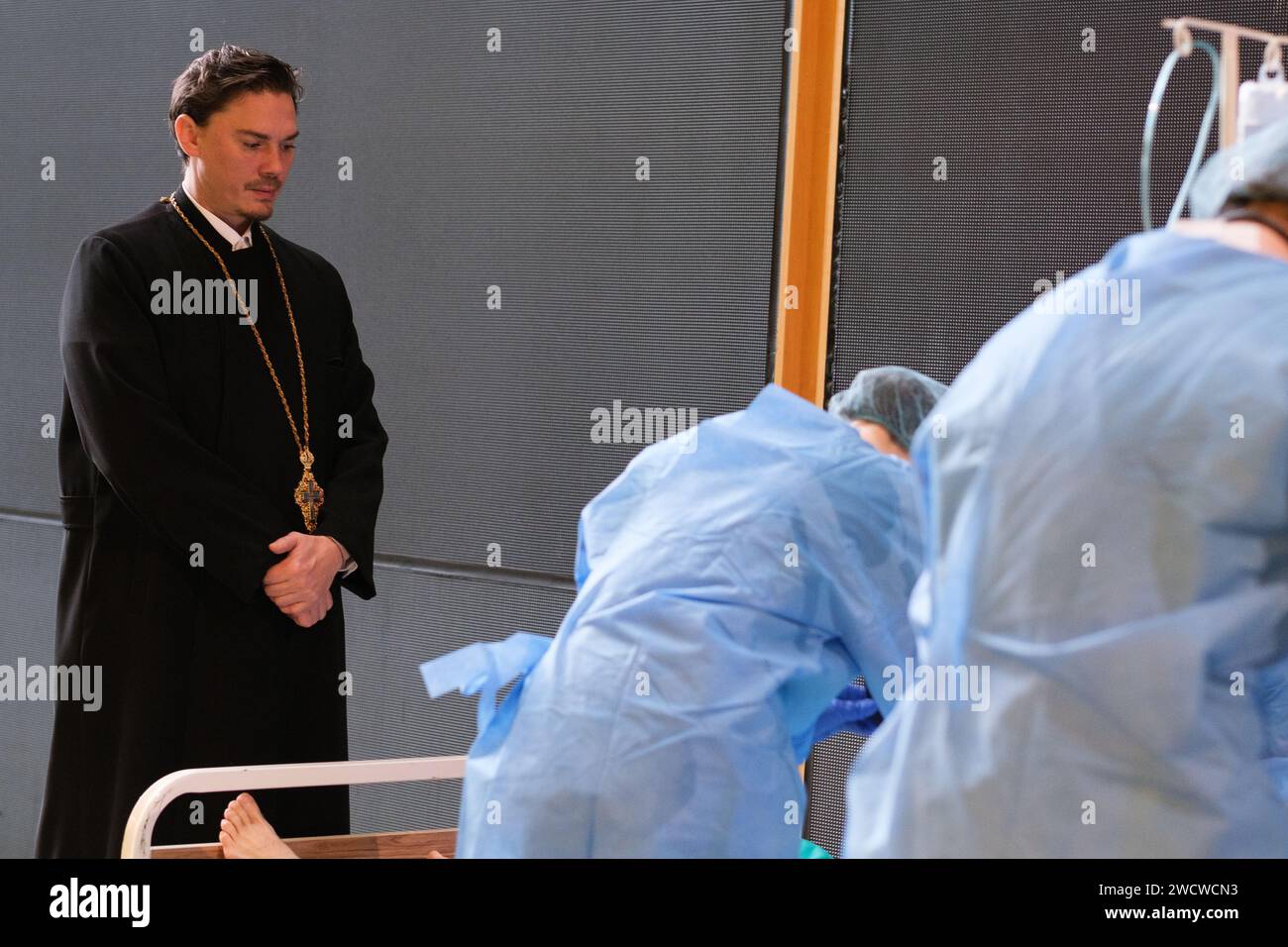 Actors perform during the representation of OEDIPUS REY, OF SOPHOCLES ...