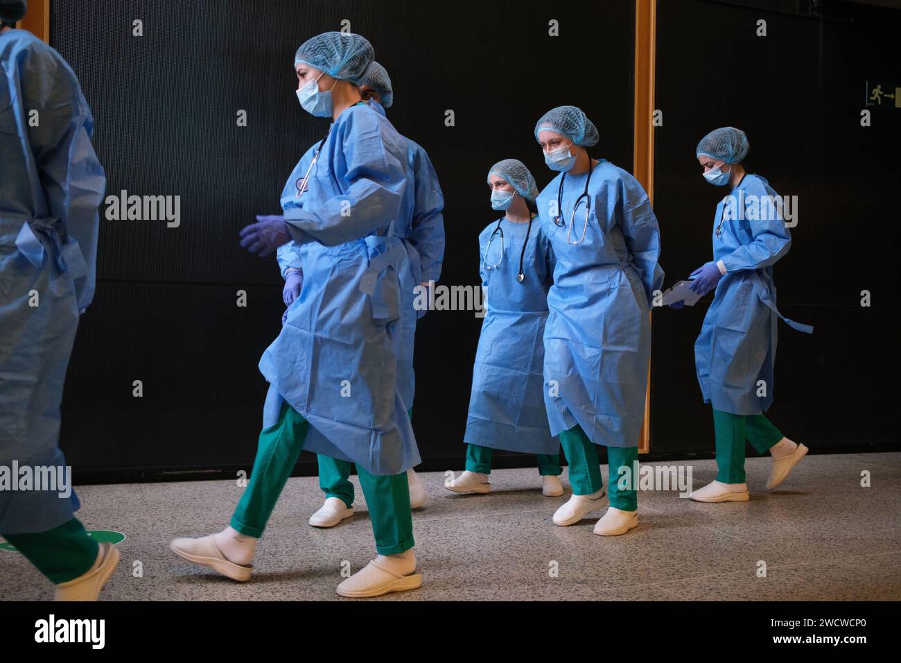 Actors perform during the representation of OEDIPUS REY, OF SOPHOCLES ...