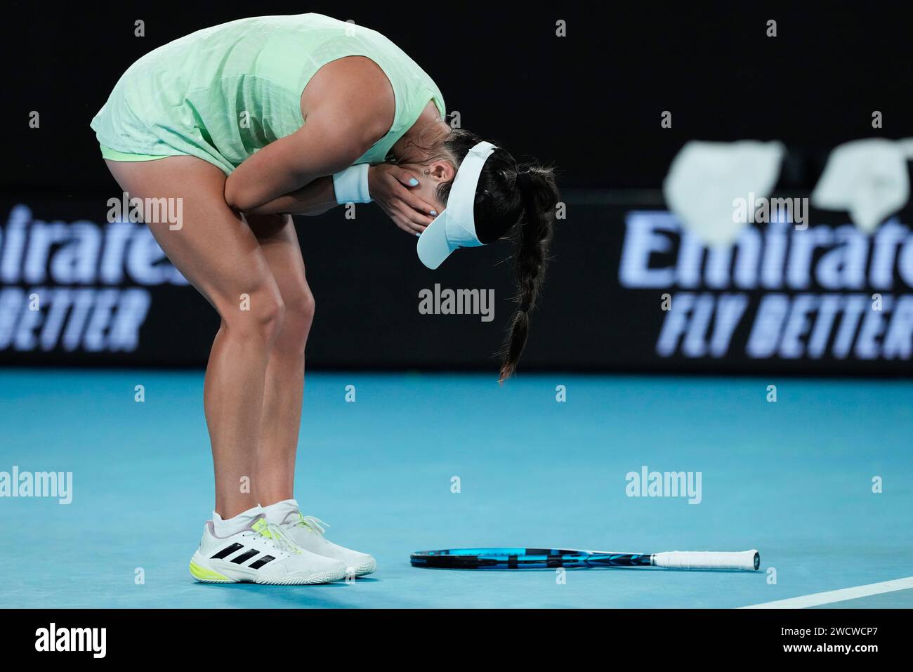 Elina Avanesyan of Russia celebrates after defeating Maria Sakkari of ...