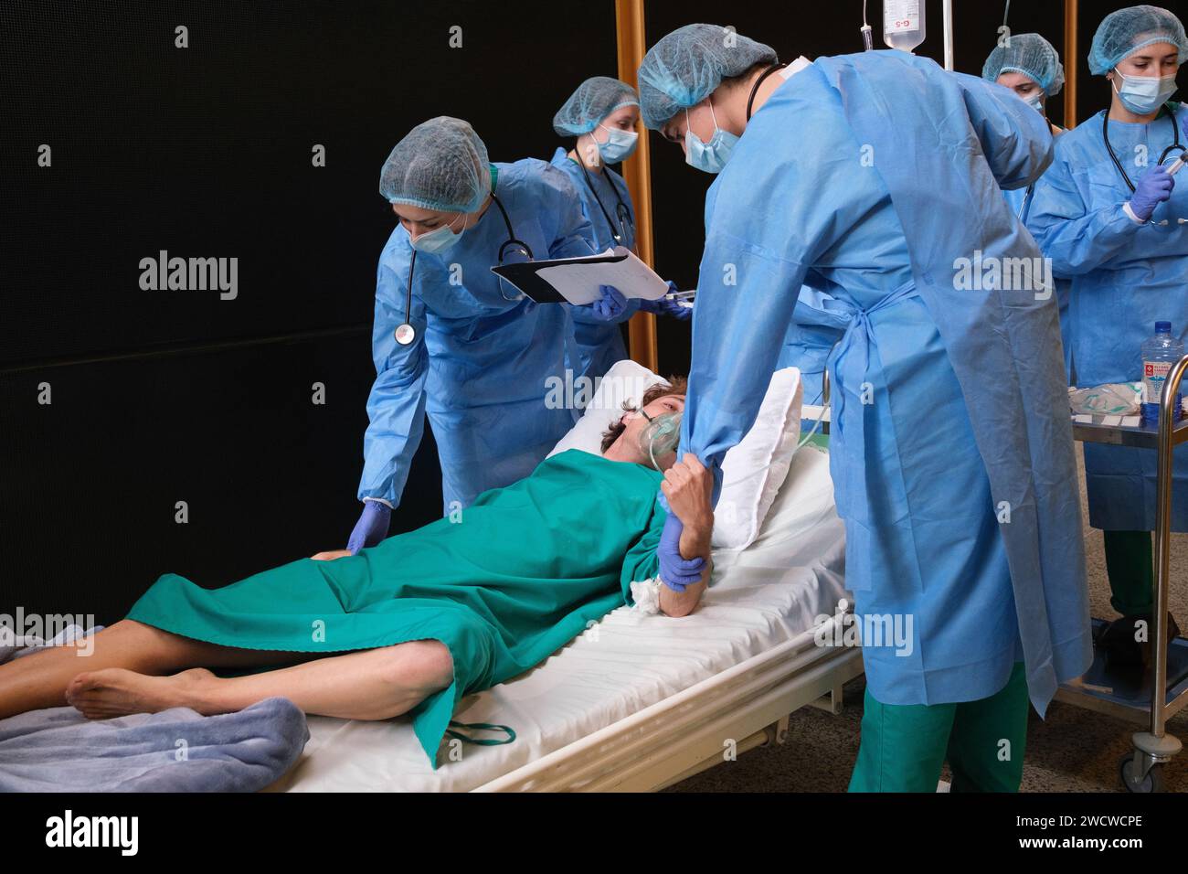 Actors perform during the representation of OEDIPUS REY, OF SOPHOCLES ...