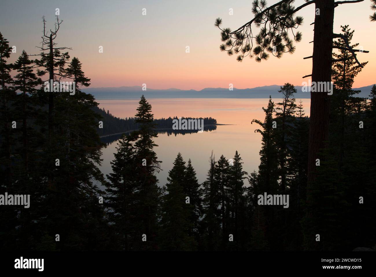 Emerald Bay dawn, Lake Tahoe Basin National Forest, California Stock ...