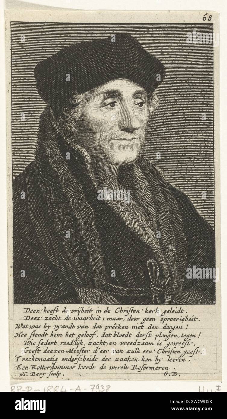 Portrait of Desiderius Erasmus, Hendrik Bary, 1657 - 1707 print Bust of ...