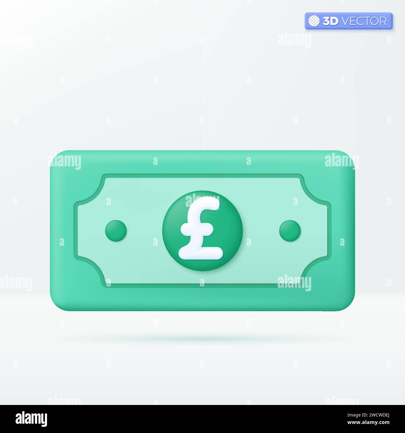 3d pound sterling bill icon symbol. green paper bill, Cash, interest ...