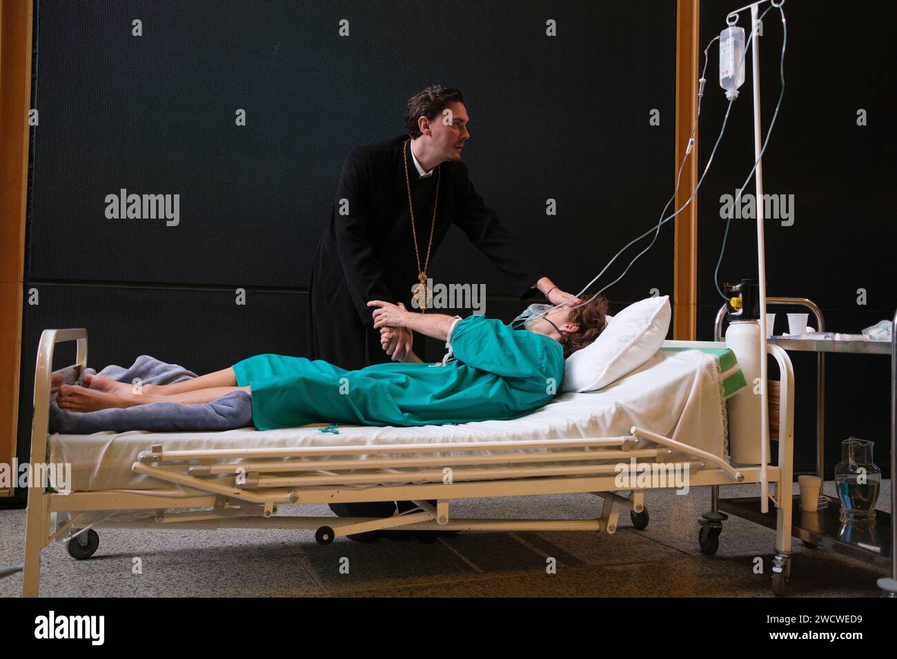 Actors perform during the representation of OEDIPUS REY, OF SOPHOCLES ...