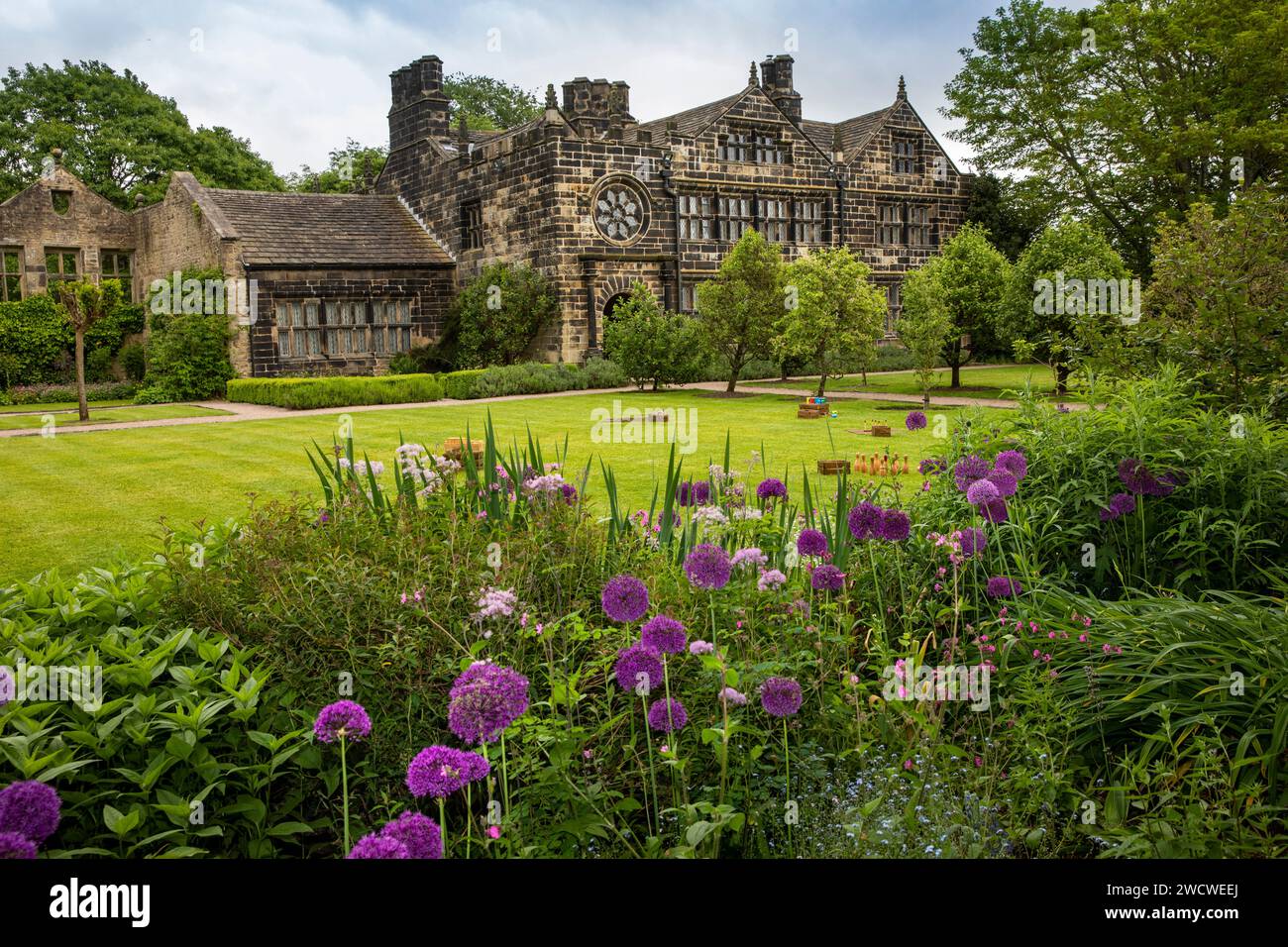 UK, England, Yorkshire, Keighley, Riddlesden, East Riddlesden Hall from ...