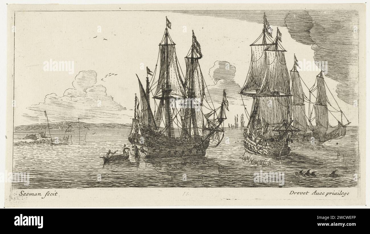Three merchant ships off the coast, Anonymous, After Reinier Nooms ...