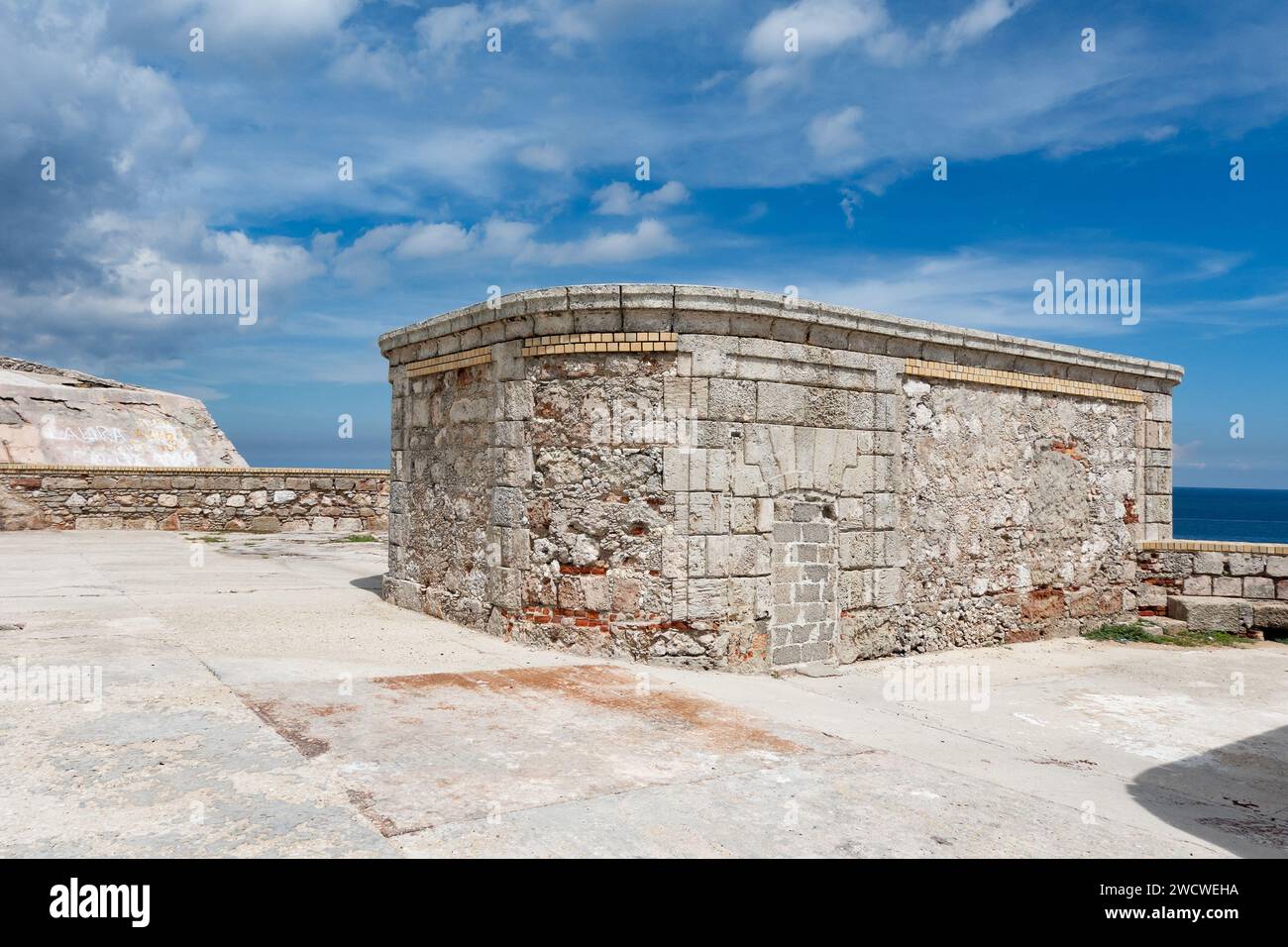 Brick wall of Morro Castle (Castillo de los Tres Reyes del Morro) in ...
