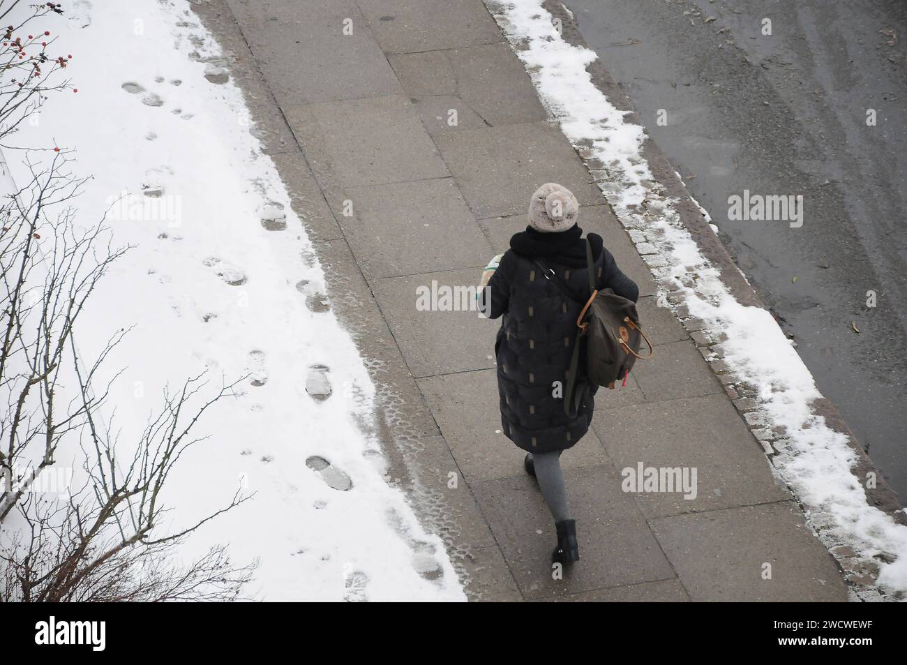 Copenhagen, Denmark /17 January 2024/.Harsh snow fall weather in ...