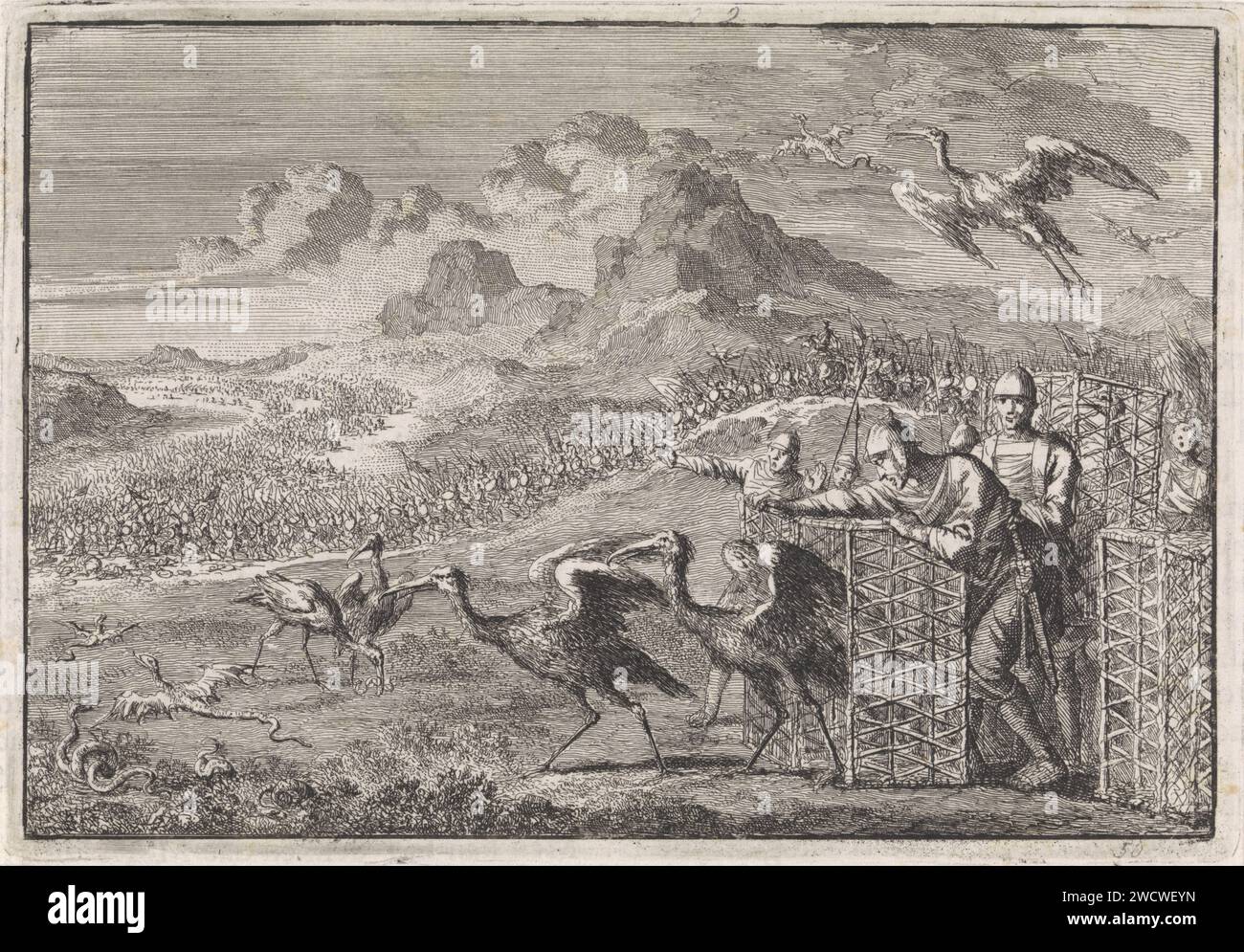 Moses drives away the snakes by releasing Ibissen, Jan Luyken, 1704 ...