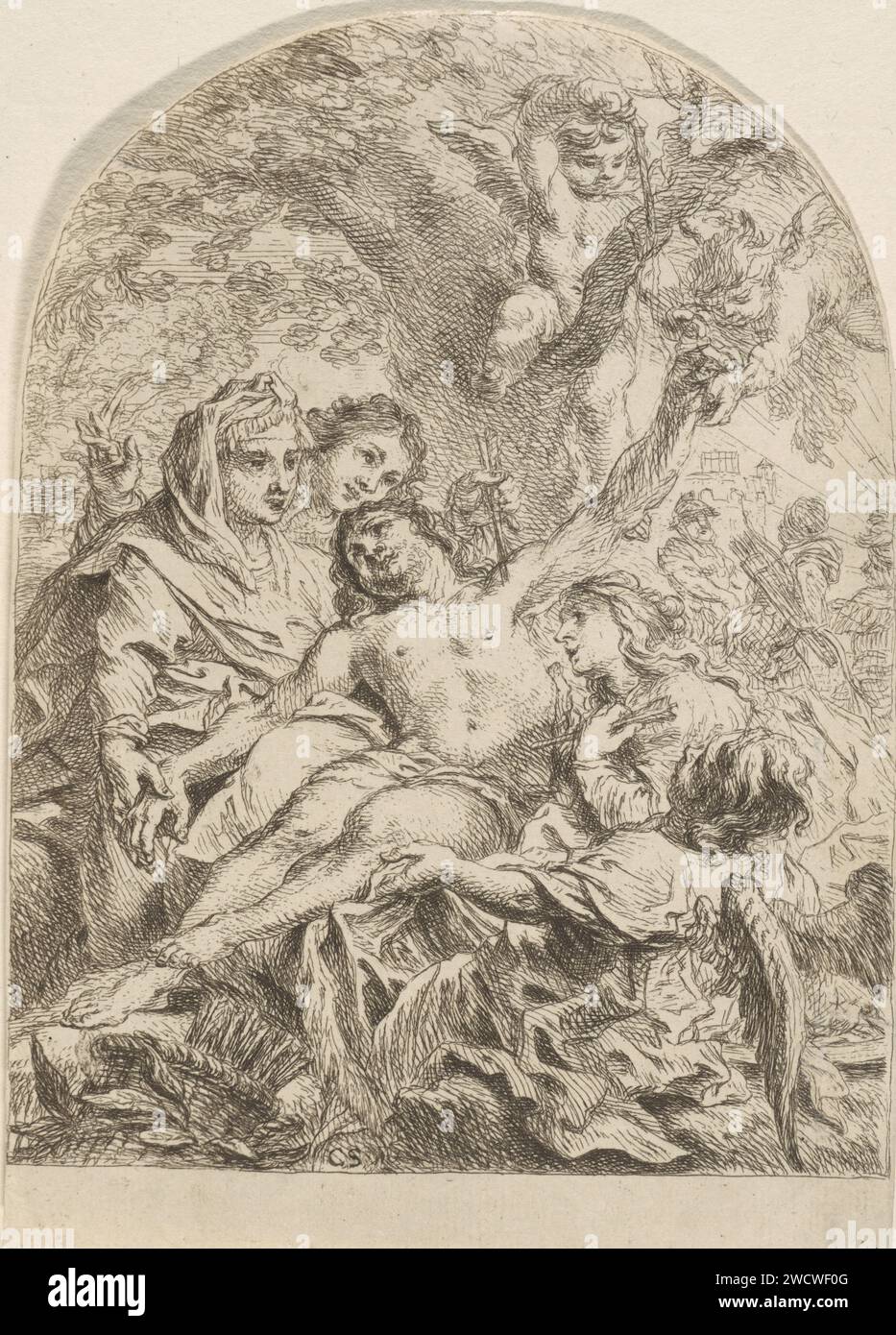 H. Sebastiaan, Cornelis Schut (I), 1618 - 1655 print The dying ...