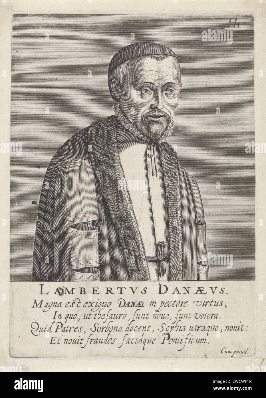Portrait of Lambert Daneau, Hendrick Hondius (I), 1599 print Bust to ...