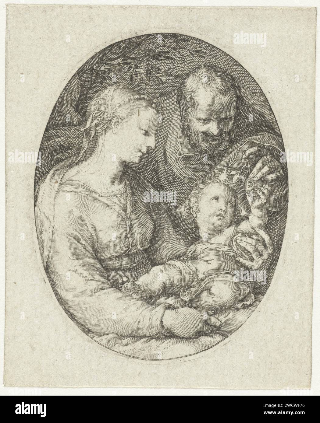 The Holy Family, 1595 - 1600 print The Holy Family, depicted in Ovaal ...