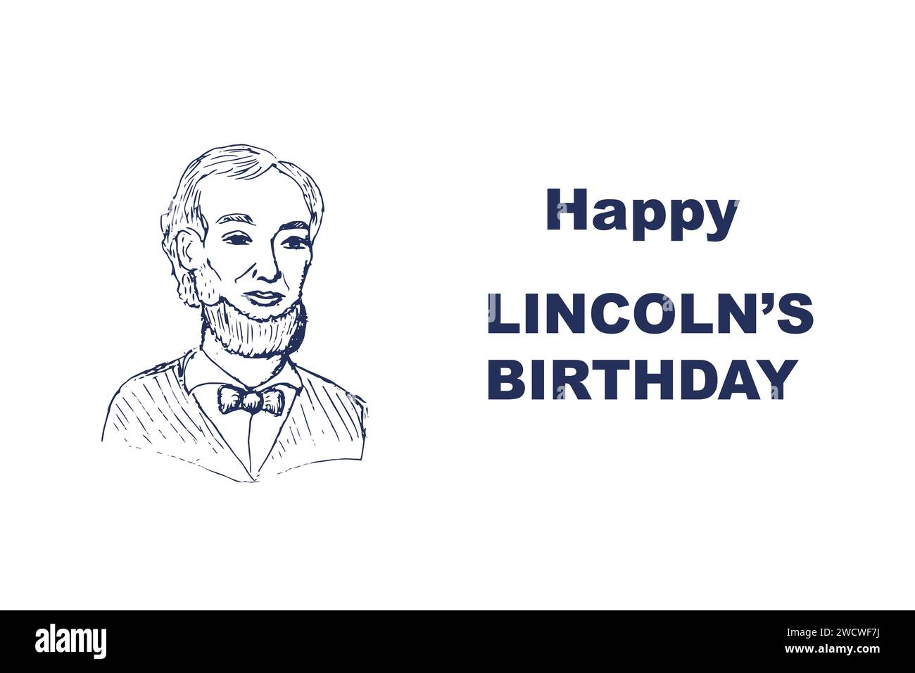 Happy lincoln day banner with portrait in sketch. Vector illustration ...