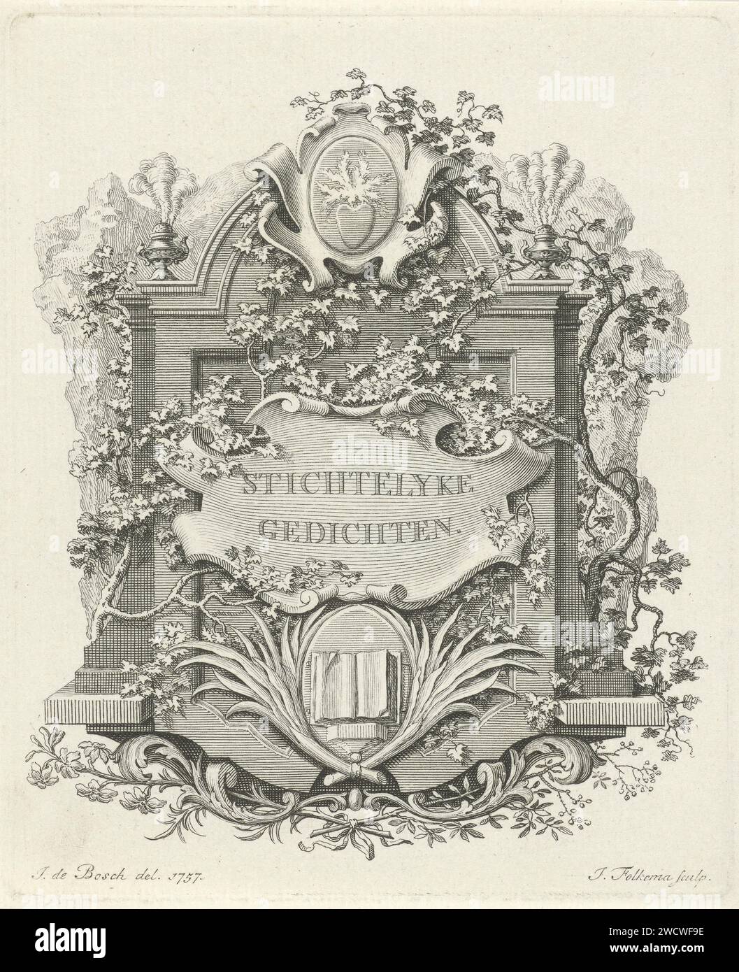 Epitaaf Decorated with Cartouches, Jacob Folkema, After Johannes de ...