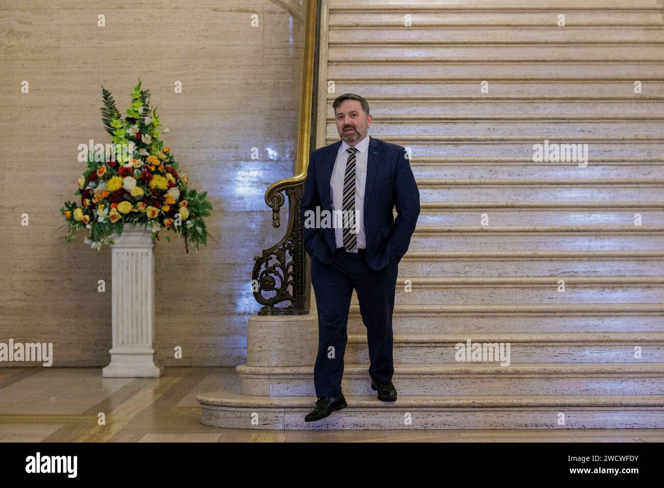 UUP MLA Robin Swann in the Grand Hall of Parliament Buildings at ...