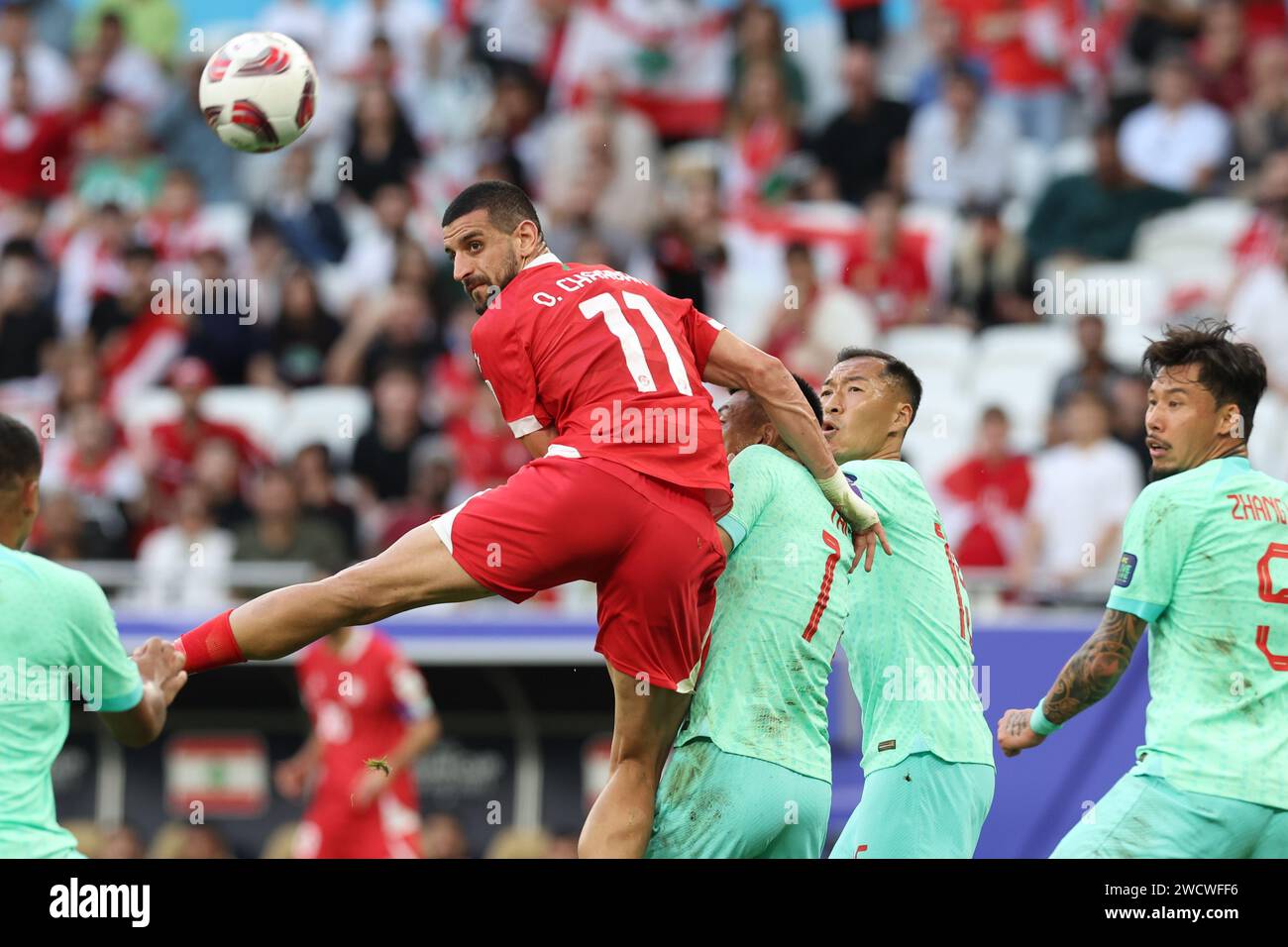 Doha, Qatar. 17th Jan, 2024. Omar Chaaban (1st L) of Lebanon heads for ...