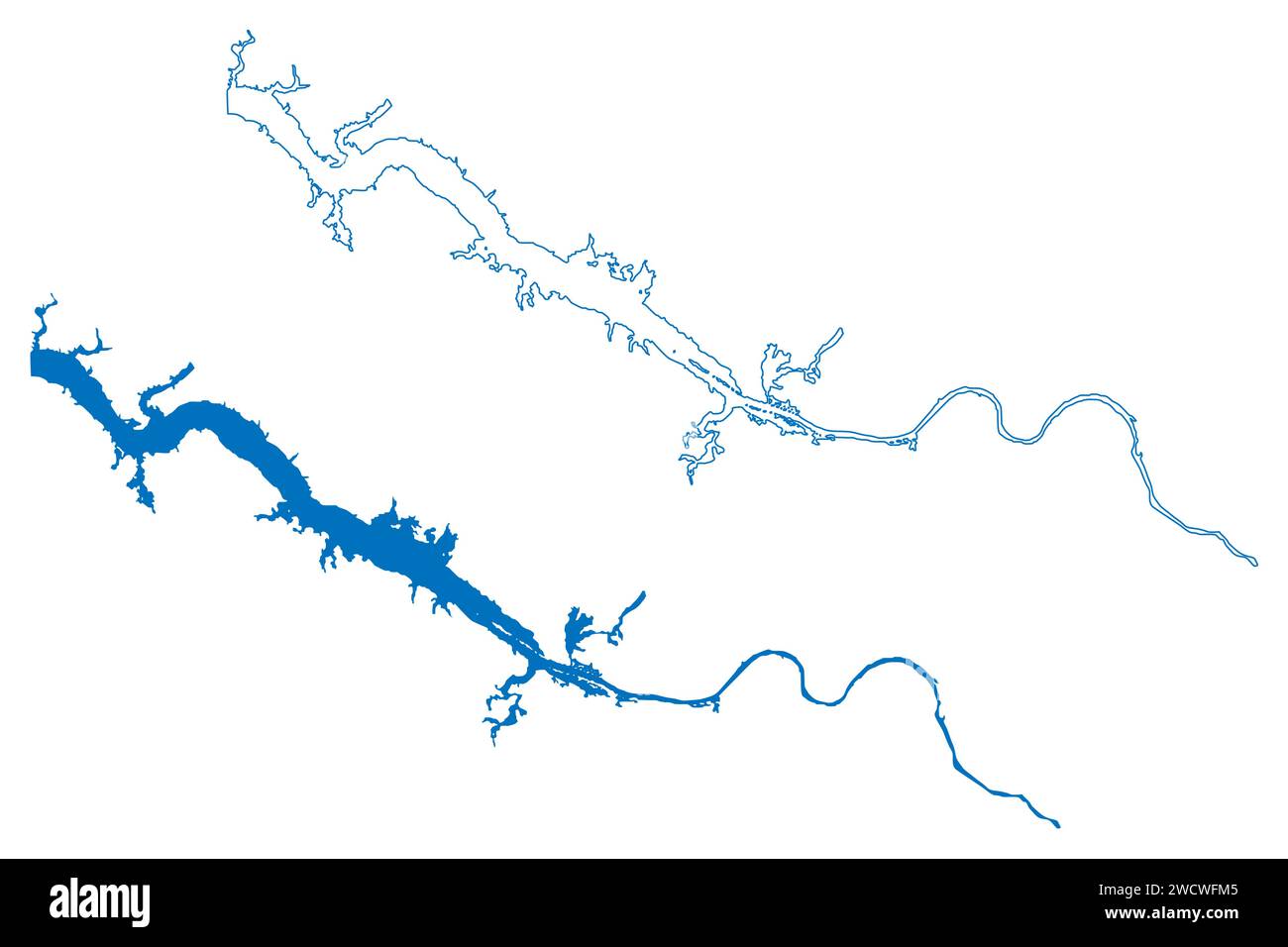 Wheeler Lake (United States of America, Alabama) map vector ...