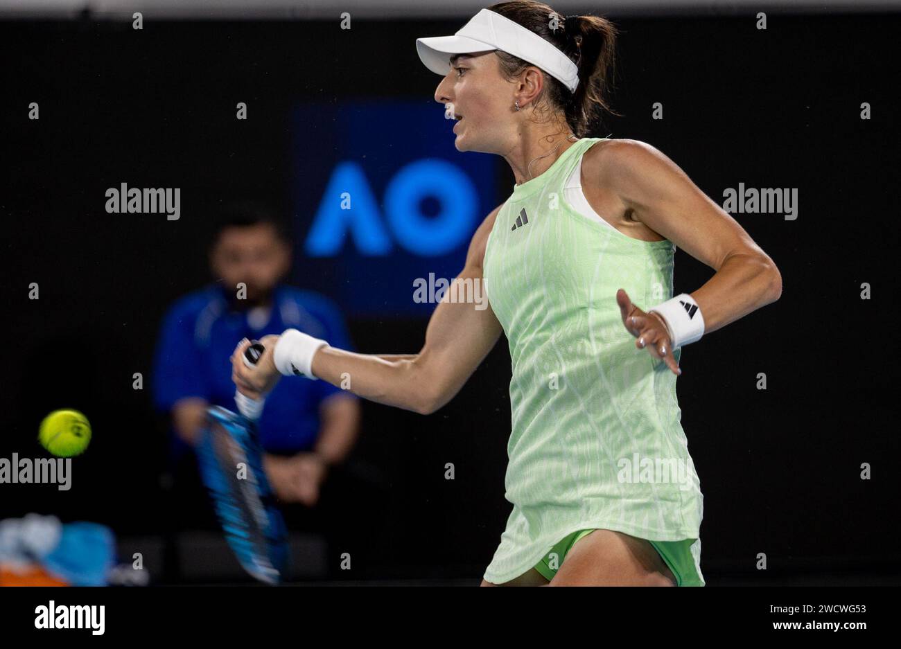 Melbourne, Australia. 17th Jan, 2024. Elina Avanesyan of Russia hits a ...