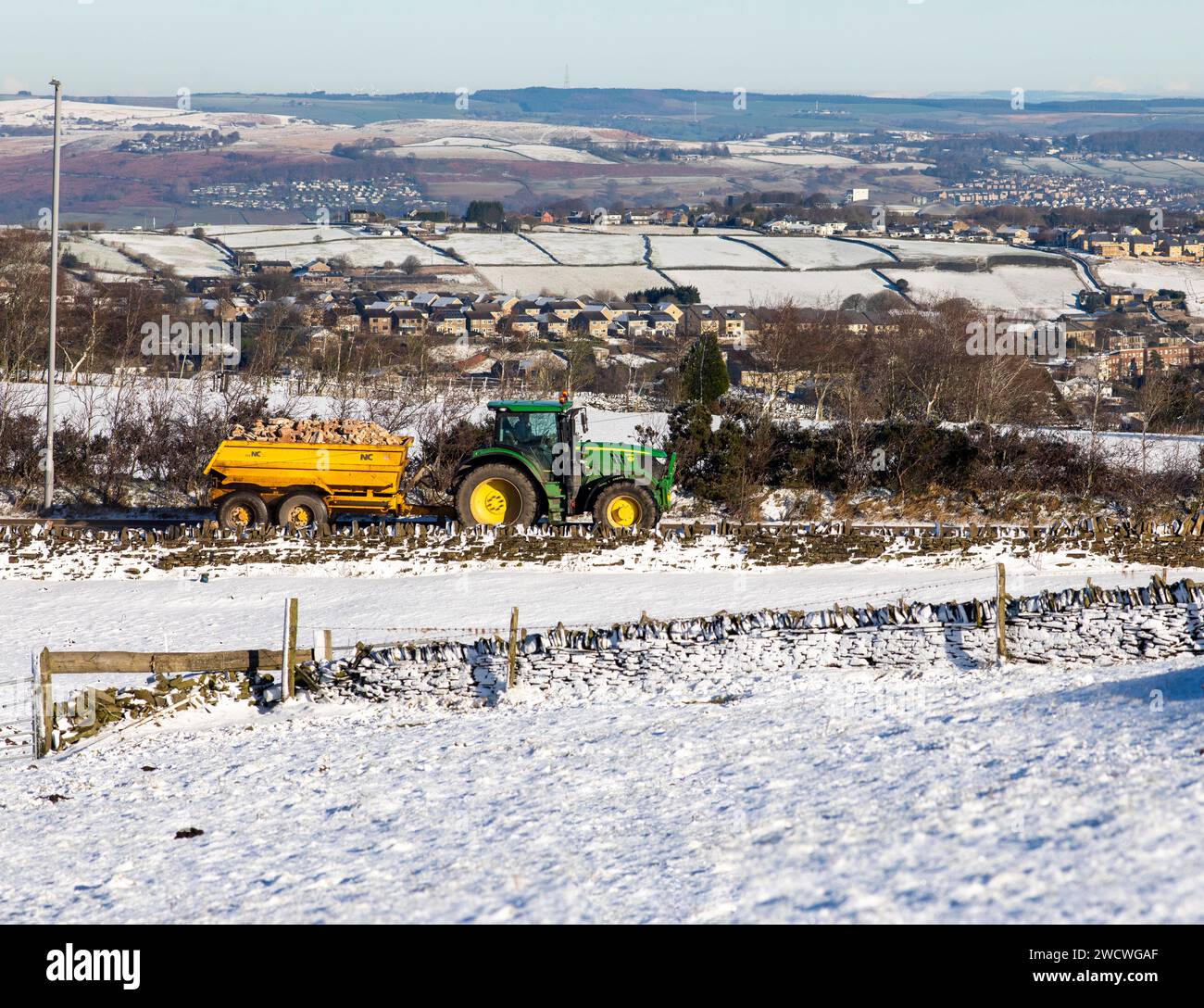 West Yorkshire, UK. 17th Jan, 2024. UK Weather. Blue skies and freezing ...