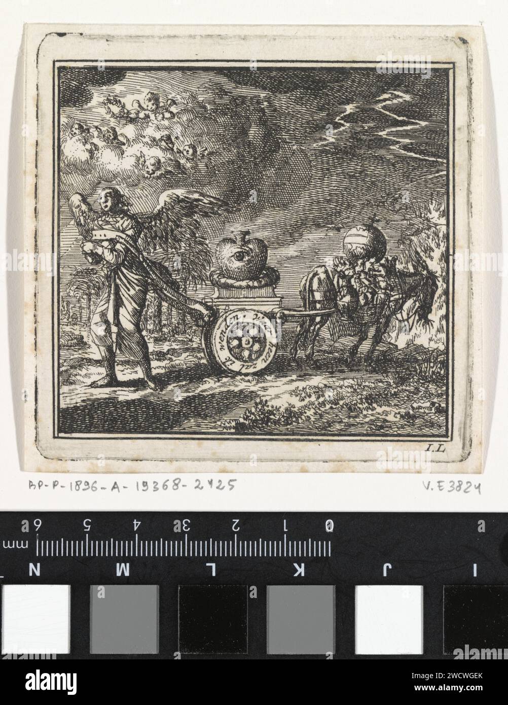 Hart on a car that is pulled by an angel and a donkey to different ...