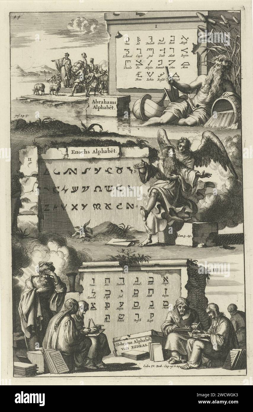 Alphabet van Abraham, Enoch and Ezra, Jan Luyken, 1690 print Print at ...