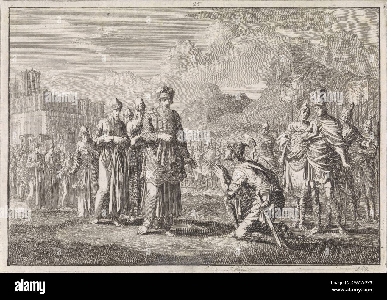 Alexander the Great Kneelt for Jaddus, Jan Luyken, 1704 print Amsterdam ...