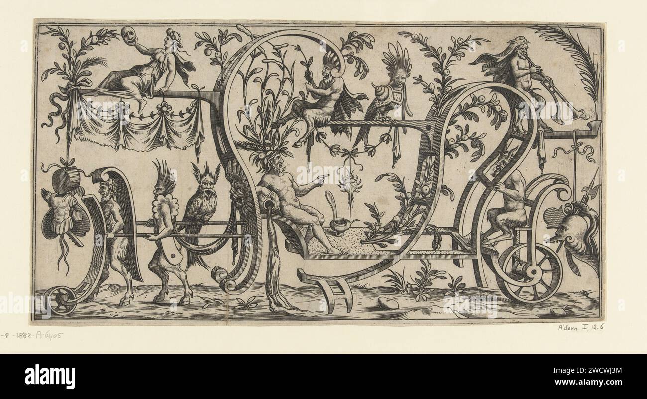 Triumph wagon with electricity god, pulled by two saters, anonymous ...