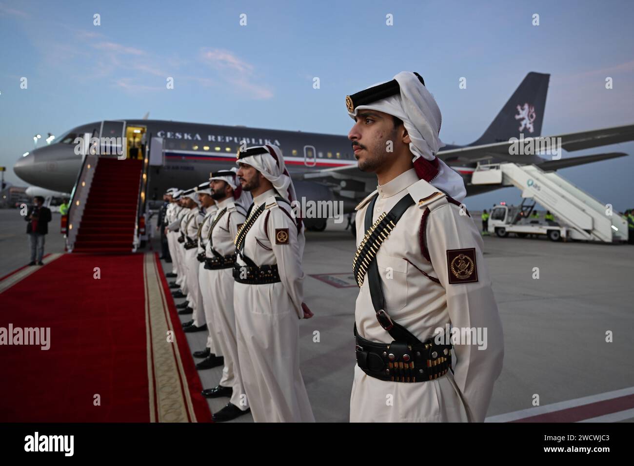 Doha, Qatar. 17th Jan, 2024. Departure of Czech President Petr Pavel ...