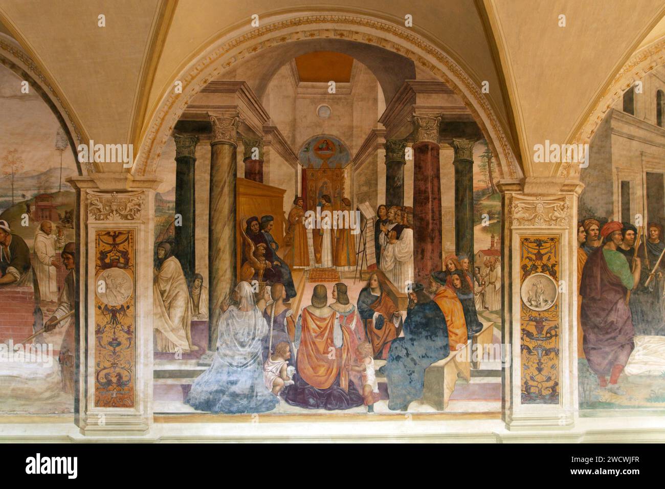 Italy, Tuscany, Siena countryside, Crete Senesi, town of Asciano ...