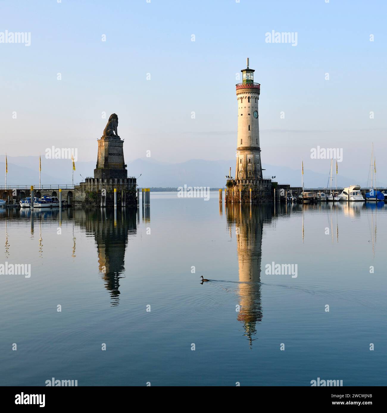 Germany, Bavaria, Lake Constance (Bodensee), Lindau, at the entrante of ...