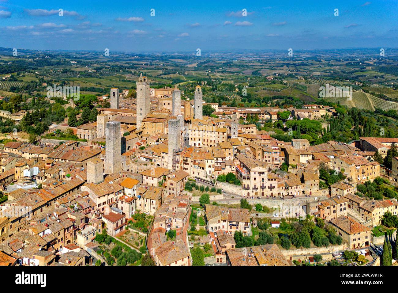 Italy, Tuscany, Val d'Elsa, the medieval village of San Gimignano ...