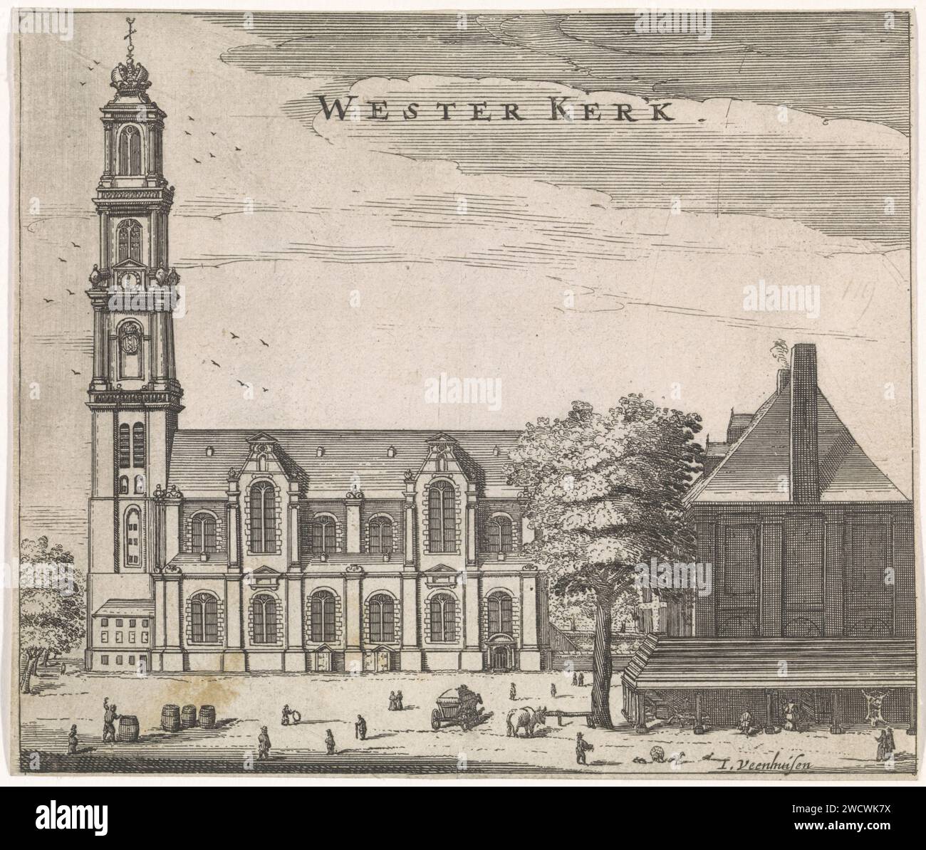 View of the Westerkerk in Amsterdam, Jan Veenhuysen, 1664 print View of ...