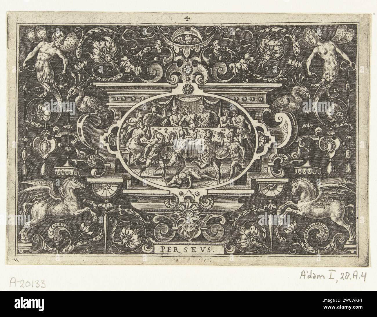 Phineus disrupts the wedding of Perseus and Andromeda, Abraham de Bruyn ...