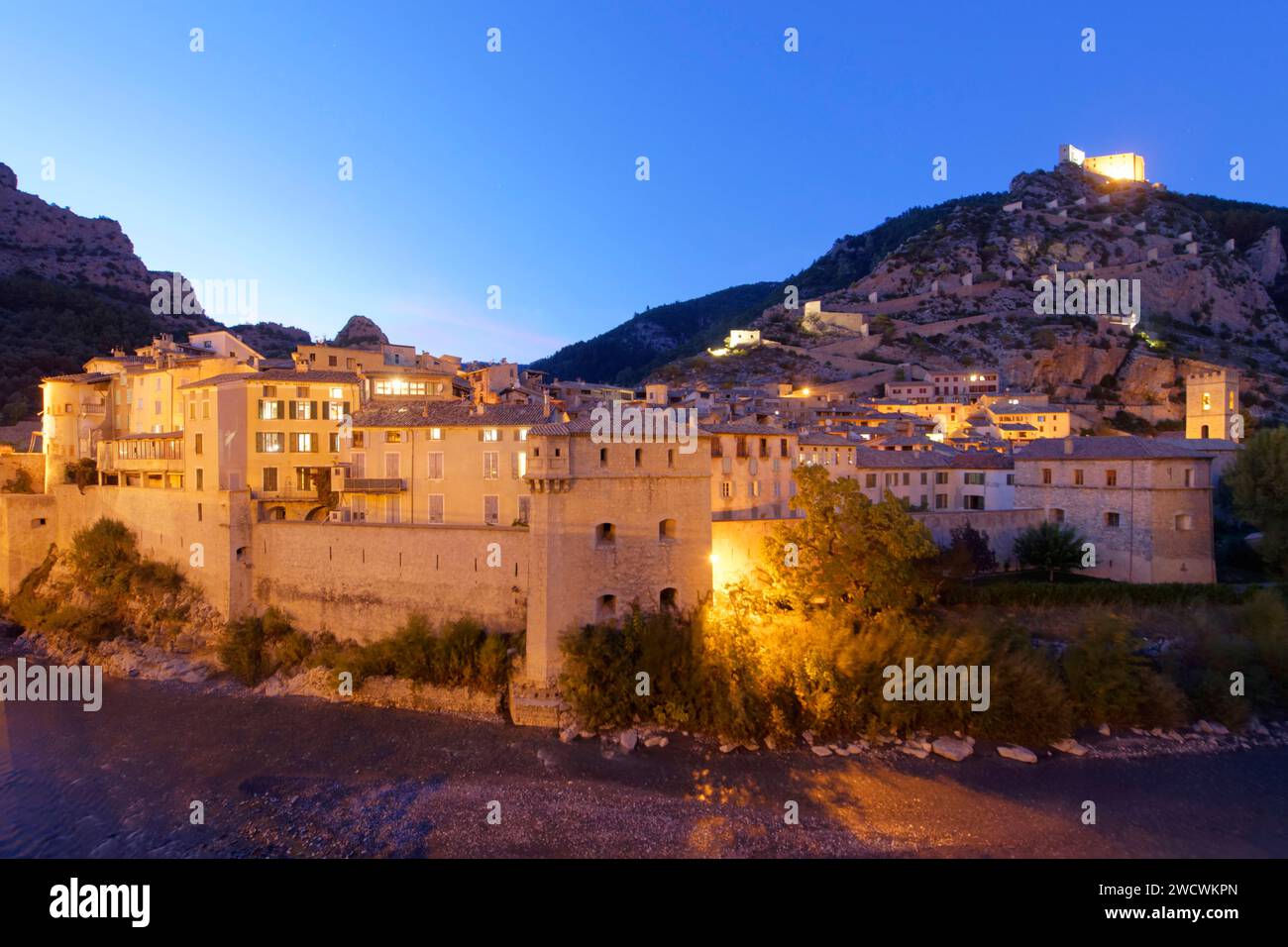 France, Alpes de Haute Provence; Entrevaux village, labelled Les Plus ...