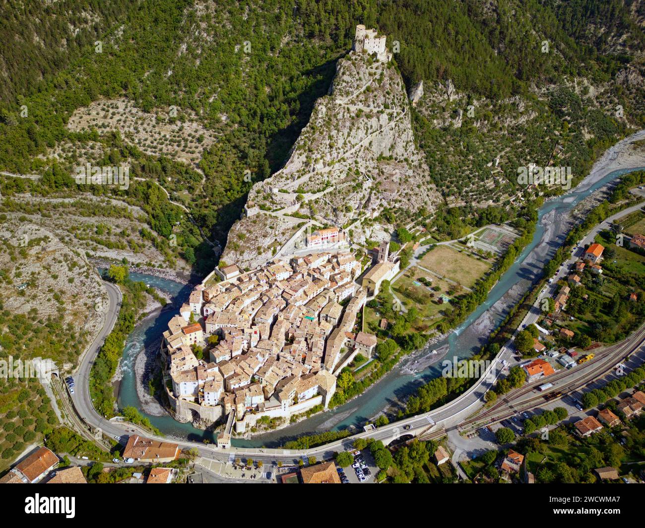 France, Alpes de Haute Provence; Entrevaux village, labelled Les Plus ...