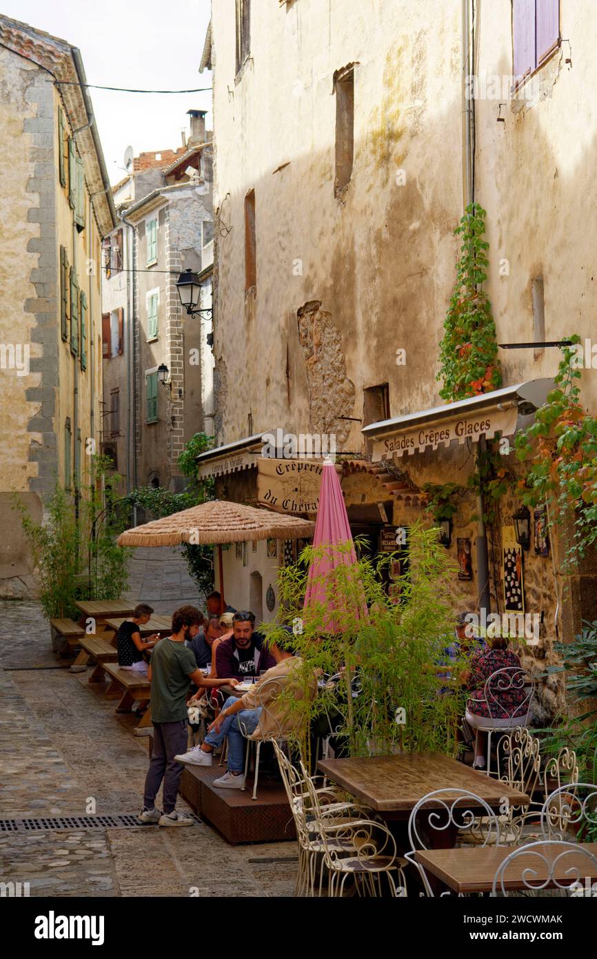 France, Alpes de Haute Provence; Entrevaux village, labelled Les Plus ...