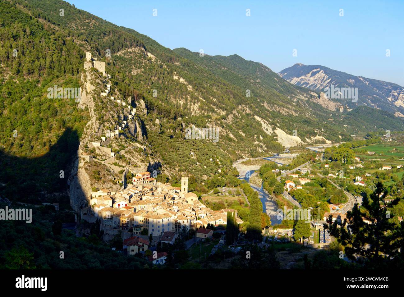 France, Alpes de Haute Provence; Entrevaux village, labelled Les Plus ...