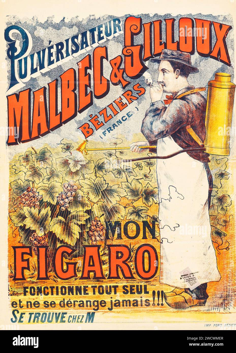 Malbec & Gilloux, Mon Figaro (c. 1910s) French Advertising Poster - man ...