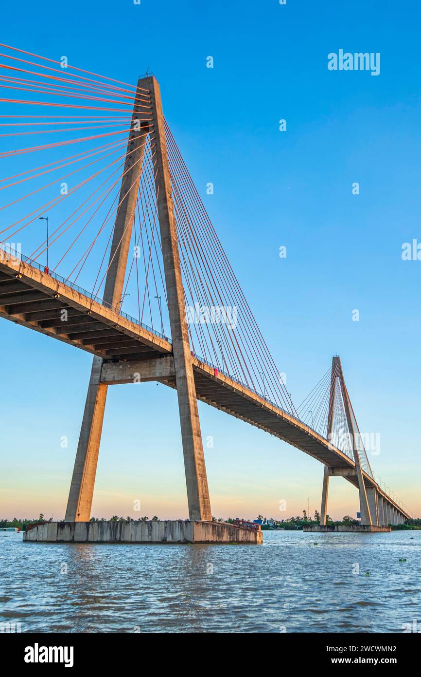 Vietnam, Mekong Delta, My Tho, Rach Mieu bridge over the Mekong river ...