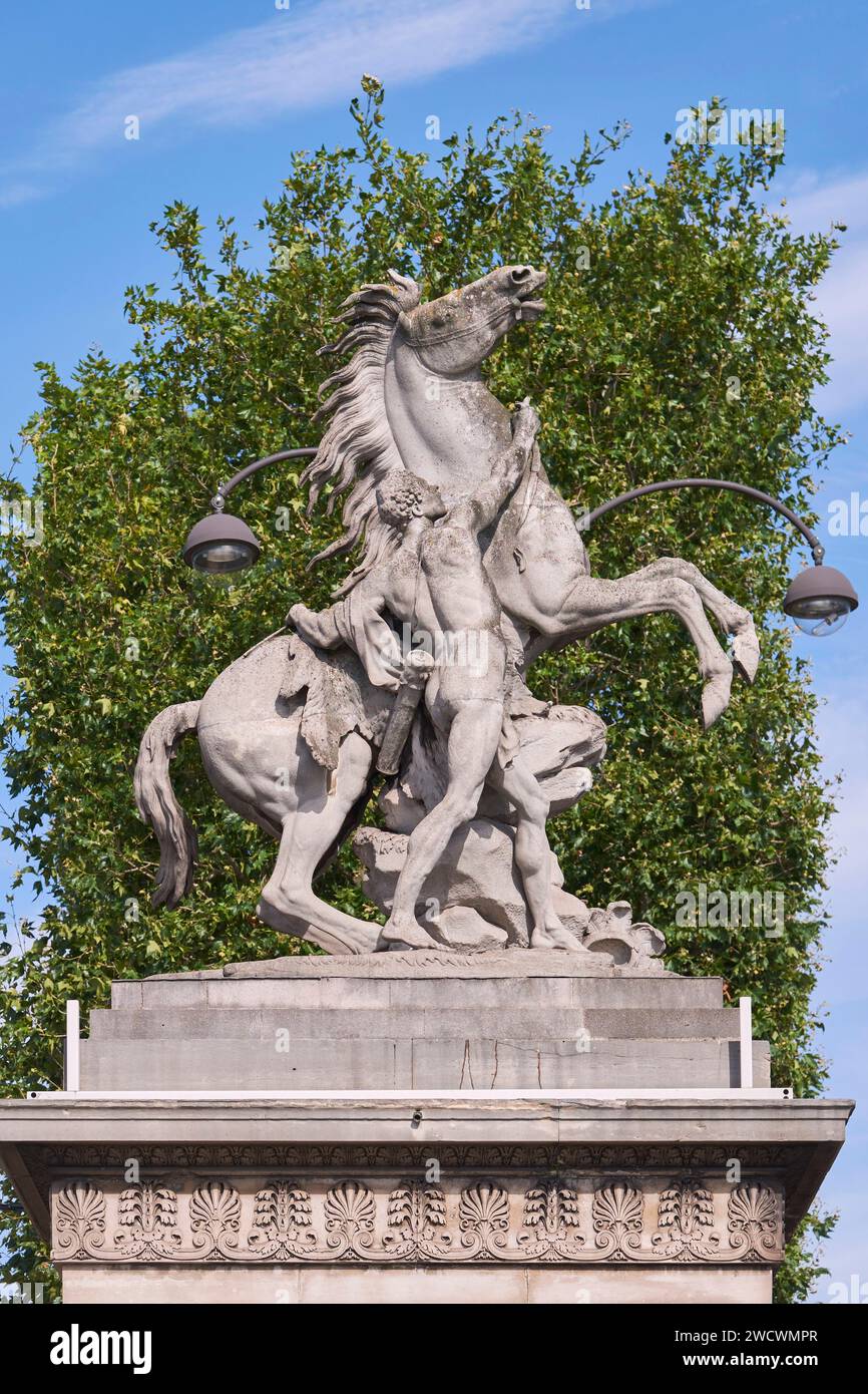 France, Paris, Place de la Concorde, the Horses of Marly, statue near ...