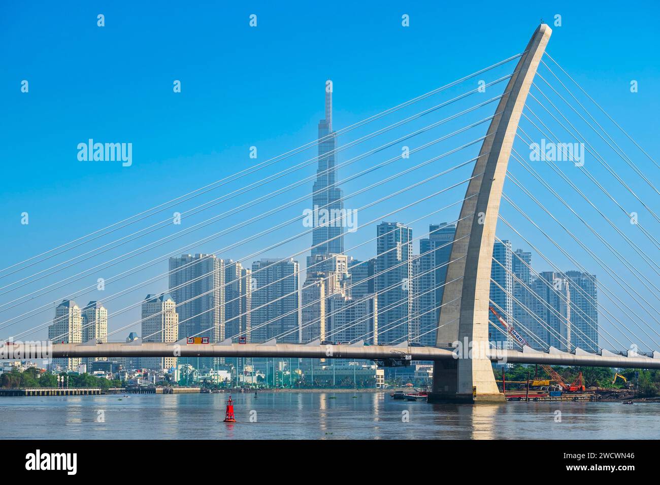 Vietnam, Ho Chi Minh City (Saigon), Ba Son Bridge on the Saigon River ...