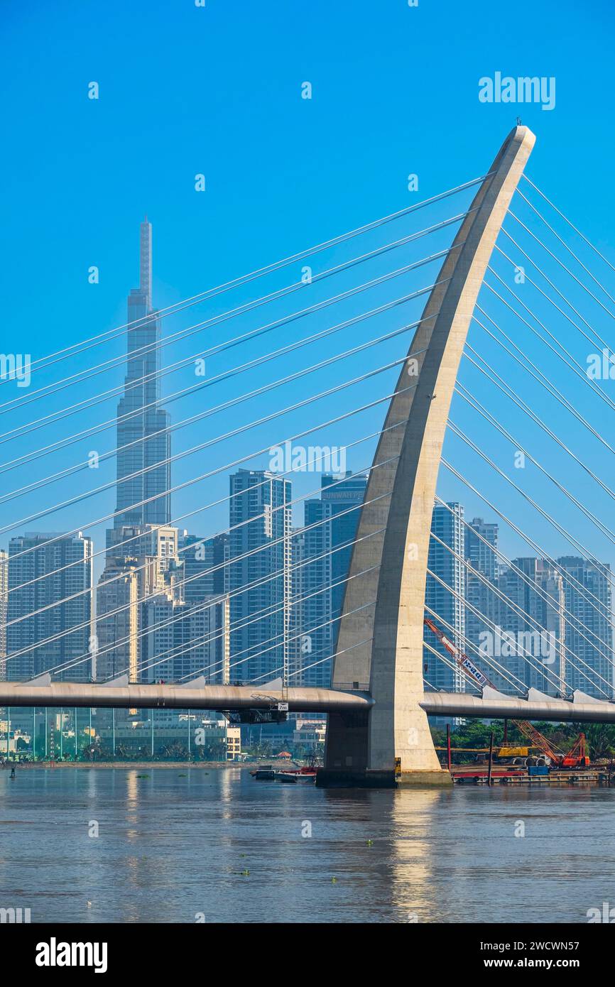 Vietnam, Ho Chi Minh City (Saigon), Ba Son Bridge on the Saigon River ...