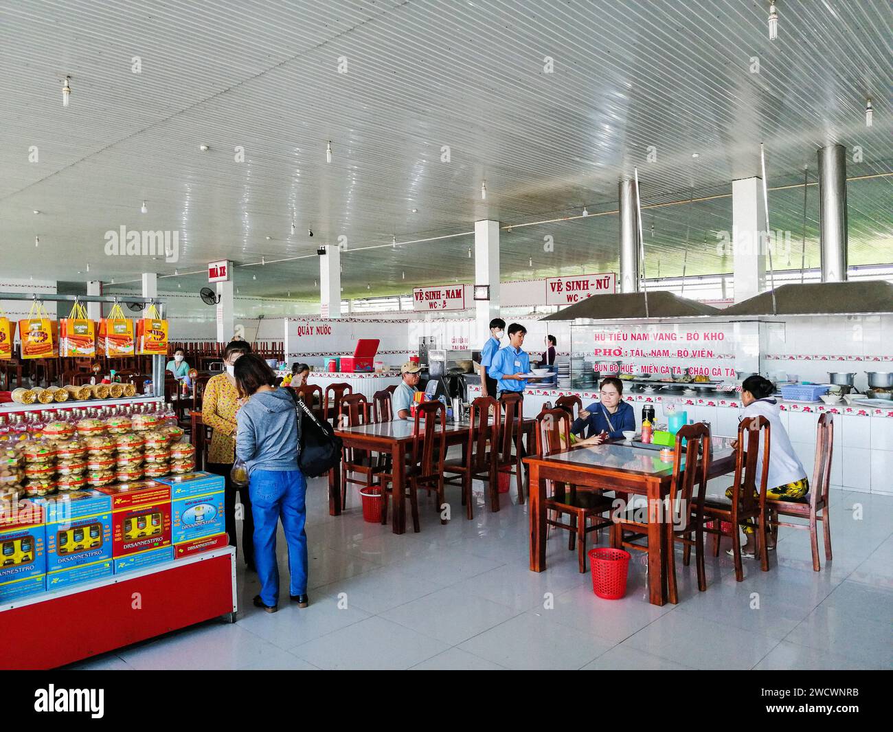 Vietnam, surroundings of Ha Tien, bus station, restaurant Stock Photo ...