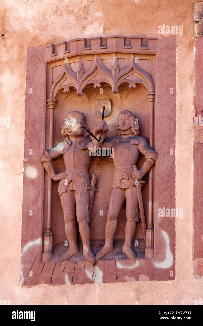 France, Bas Rhin, Haguenau, Place d Armes, former Customs 1518, sundial ...