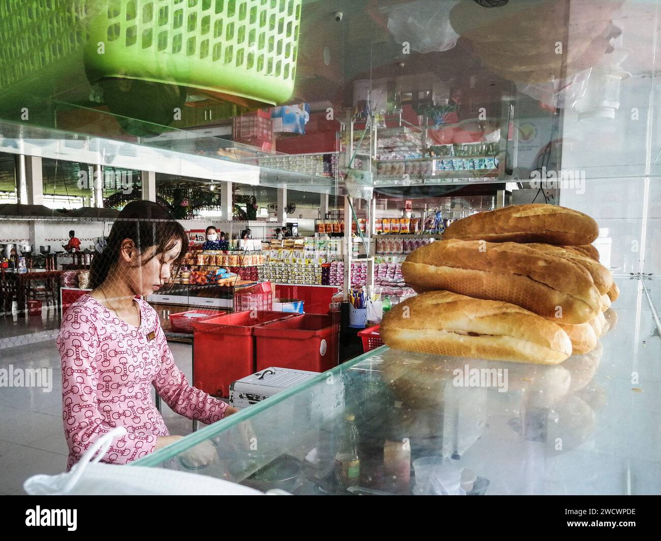 Vietnam, surroundings of Ha Tien, bus station, restaurant Stock Photo ...