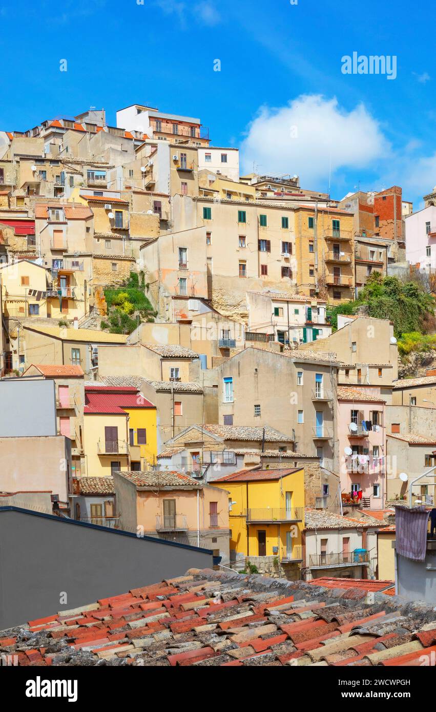 Italy, Sicily, Enna, View of the historic district of Enna Stock Photo ...