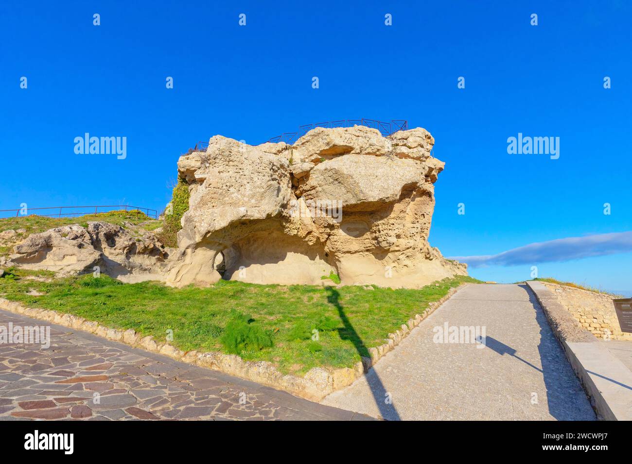 Italy, Sicily, Enna, View of the rock formation Rocca di Cerere Stock ...